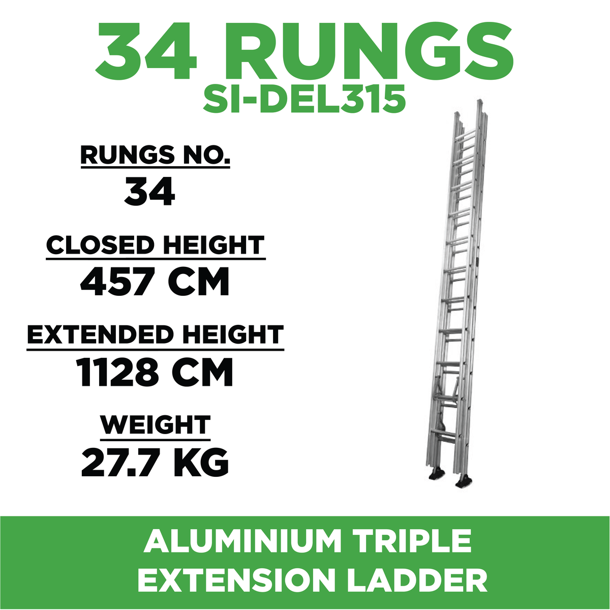 Aluminium Triple Extension Ladder SI-DEL315 ALUCLASS — ALUCLASS MY
