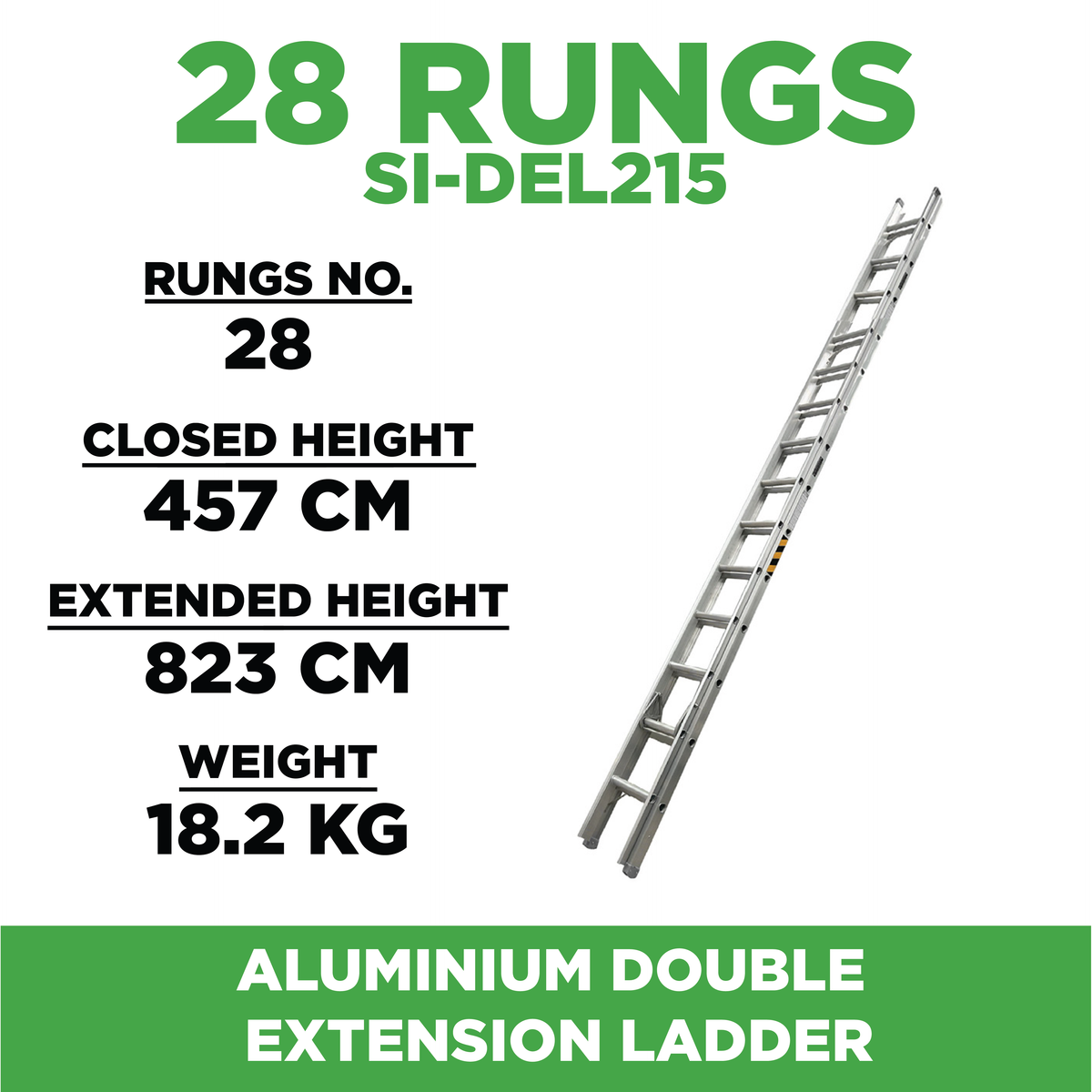 Aluminium Double Extension Ladder SI-DEL215 ALUCLASS — ALUCLASS MY