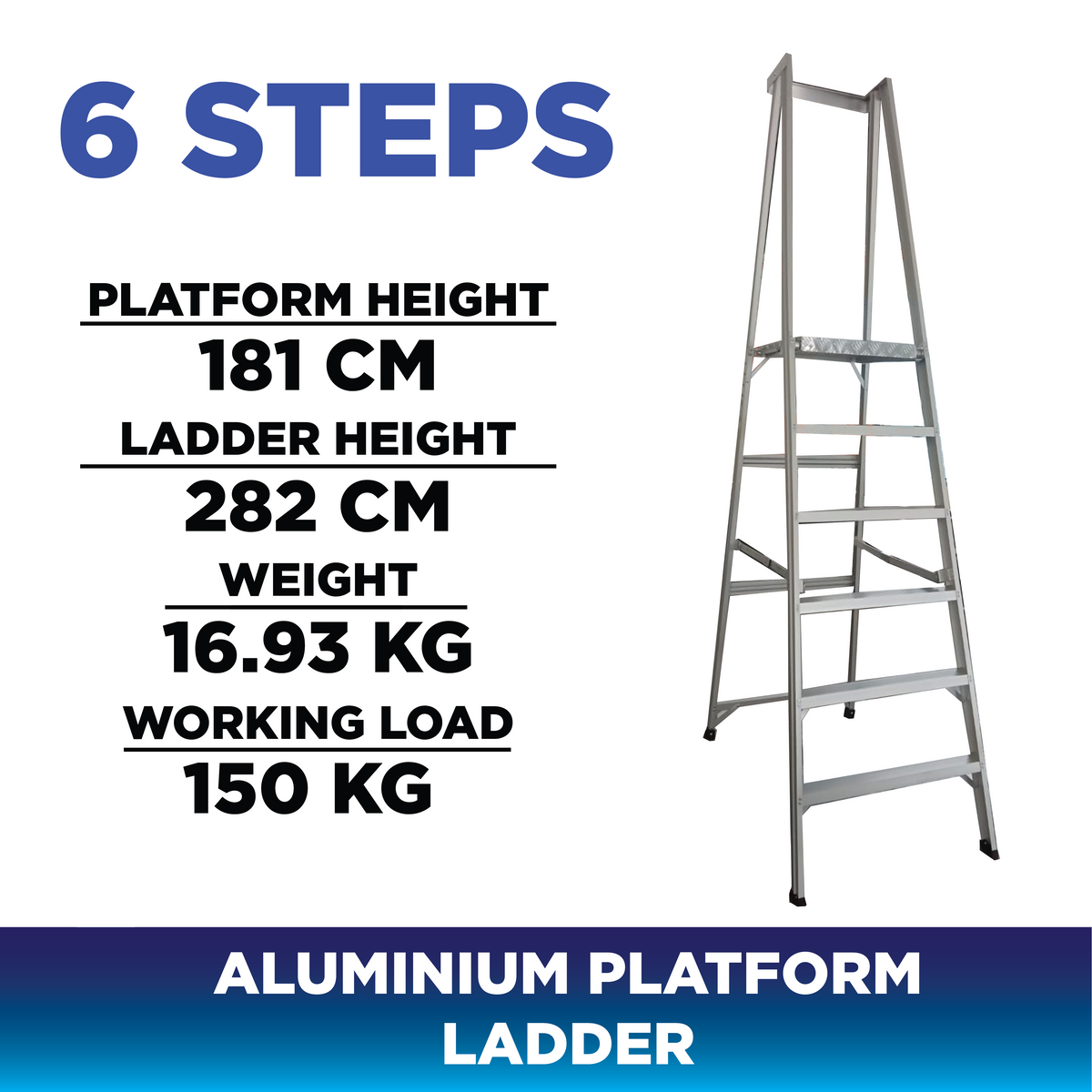 Aluminium Heavy Duty 6 Steps Platform Ladder AL-PL6 ALUCLASS — ALUCLASS MY