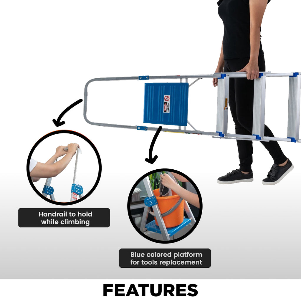 10 Steps Aluminium Queen Ladder With Handrail AL-QL10 ALUCLASS ...