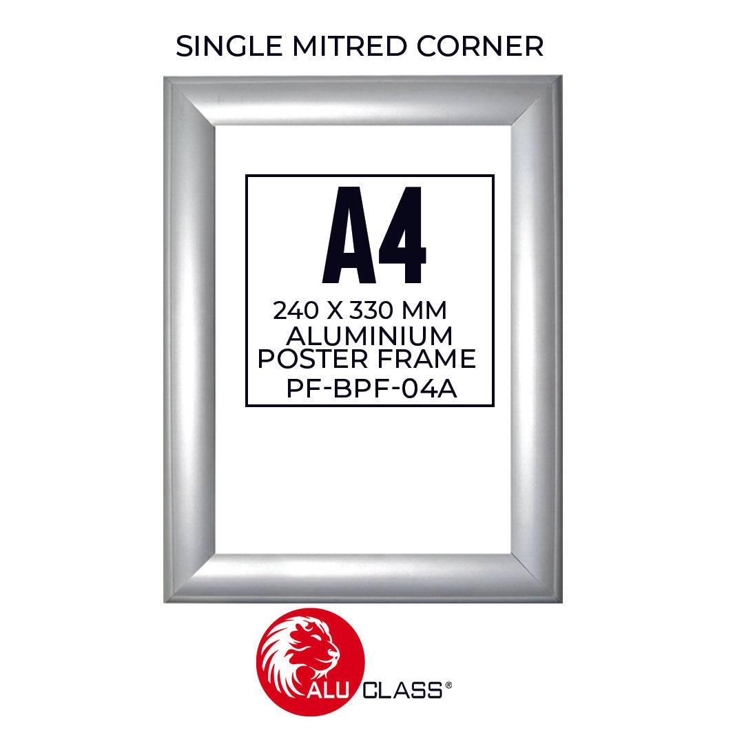 ALUMINIUM A4 SNAP POSTER FRAME SINGLE MITRED CORNER PF-BPF-04A ALUCLAS ...