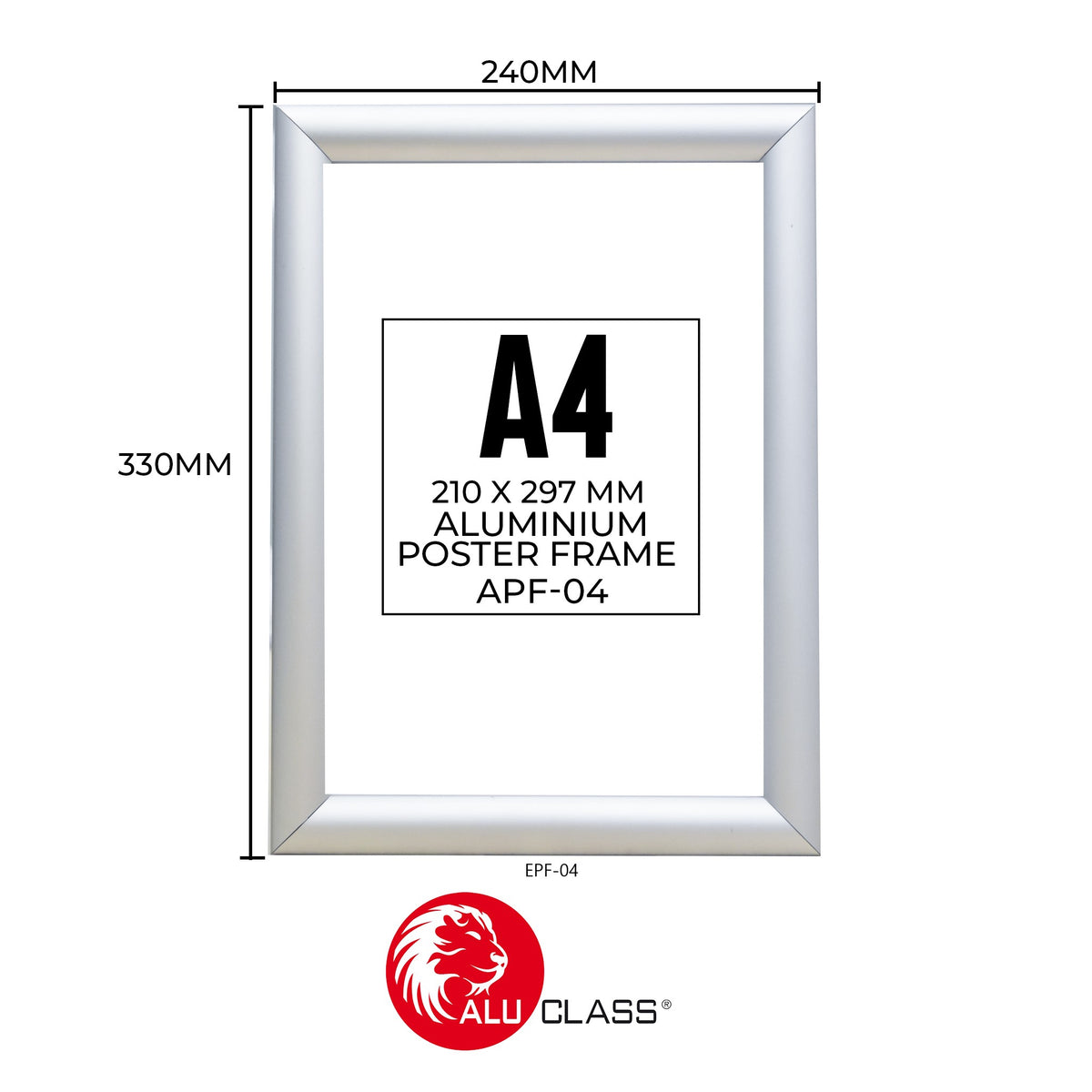 ALUMINIUM A4 STANDARD SNAP POSTER FRAME PF-EPF-04 ALUCLASS — ALUCLASS MY