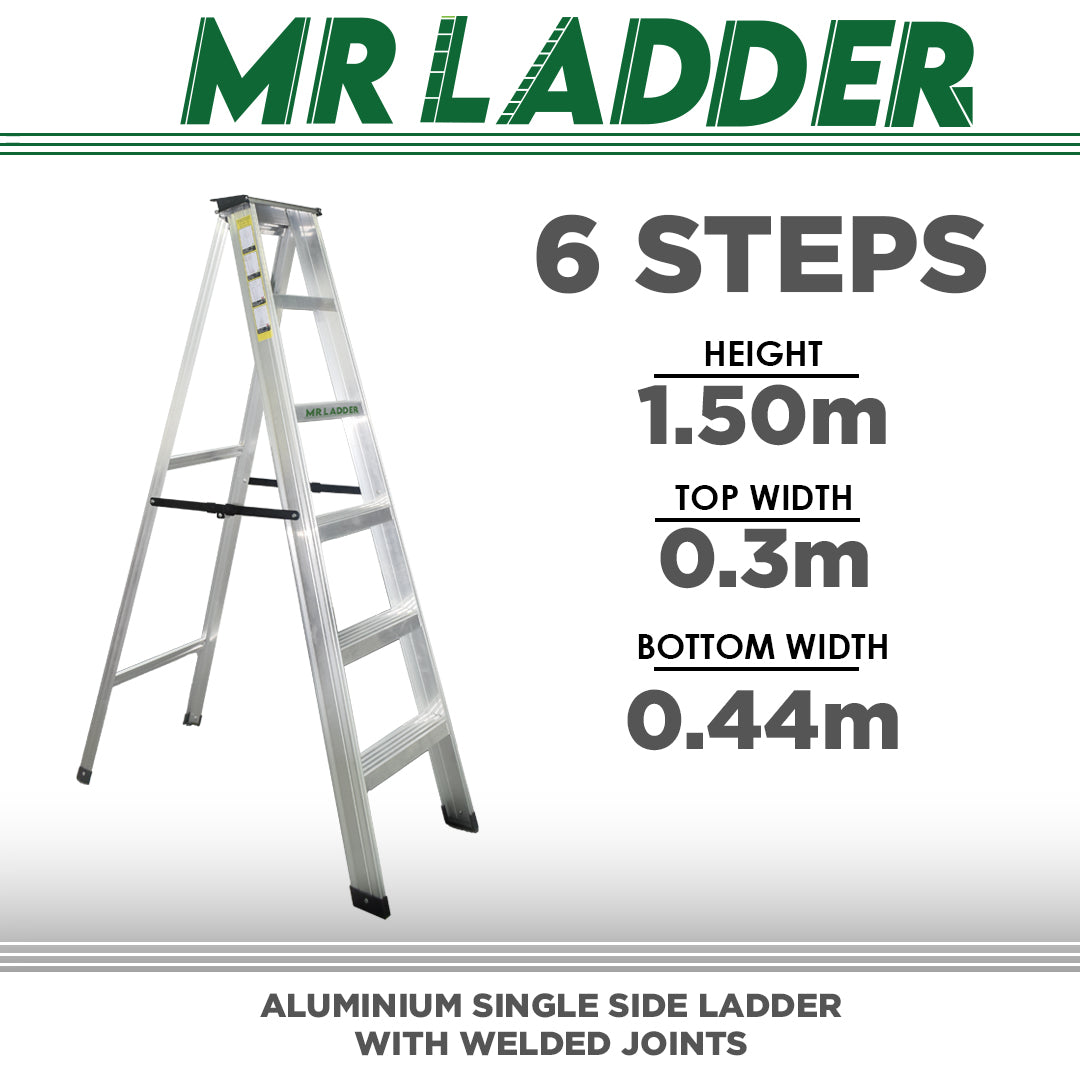 Mr Ladder Home Use Aluminium Single Side Welded Ladder (6 Steps) AL-SW ...