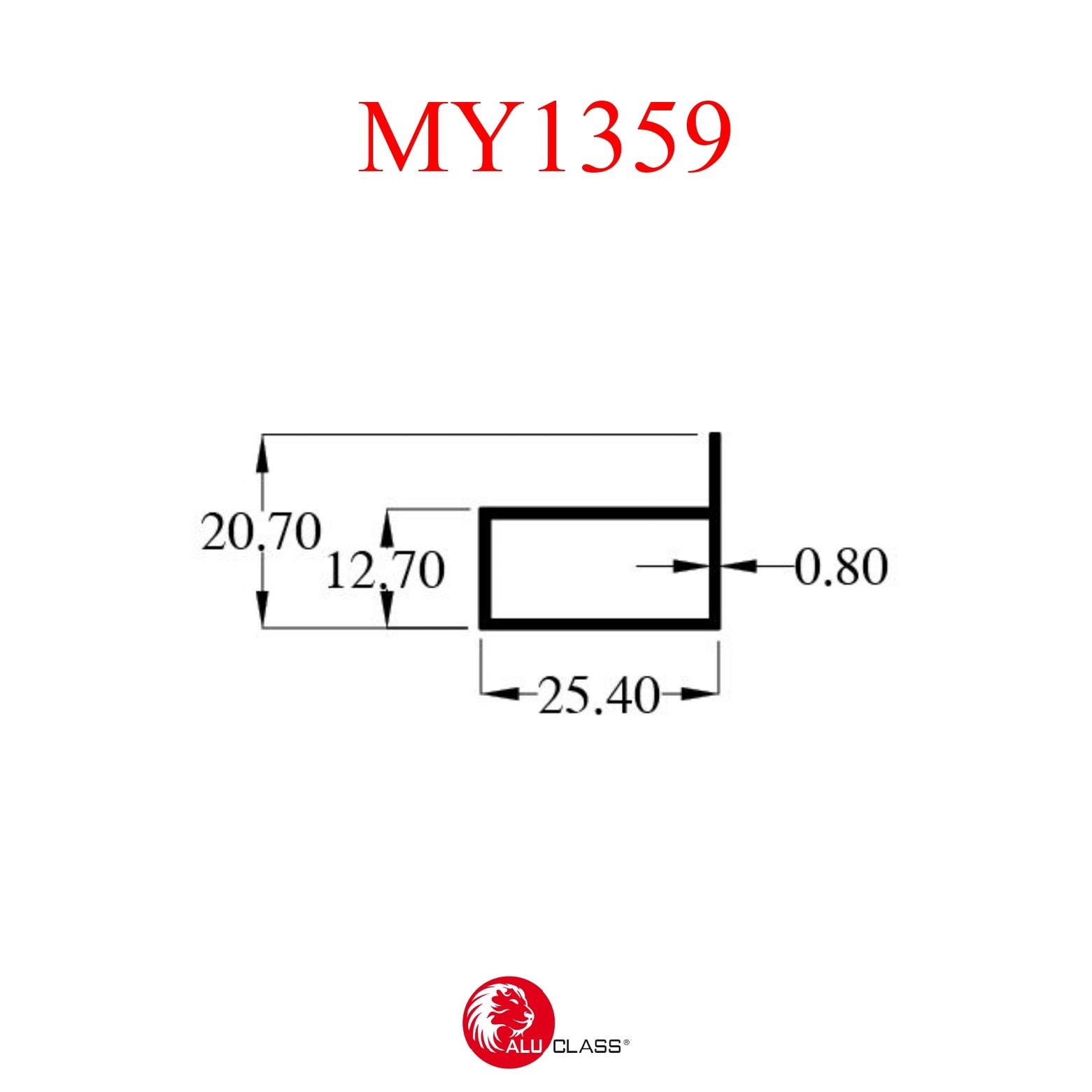 Aluminium Extrusion Sub-Frame Profile Thickness 0.80mm MY1359 ALUCLASS ...