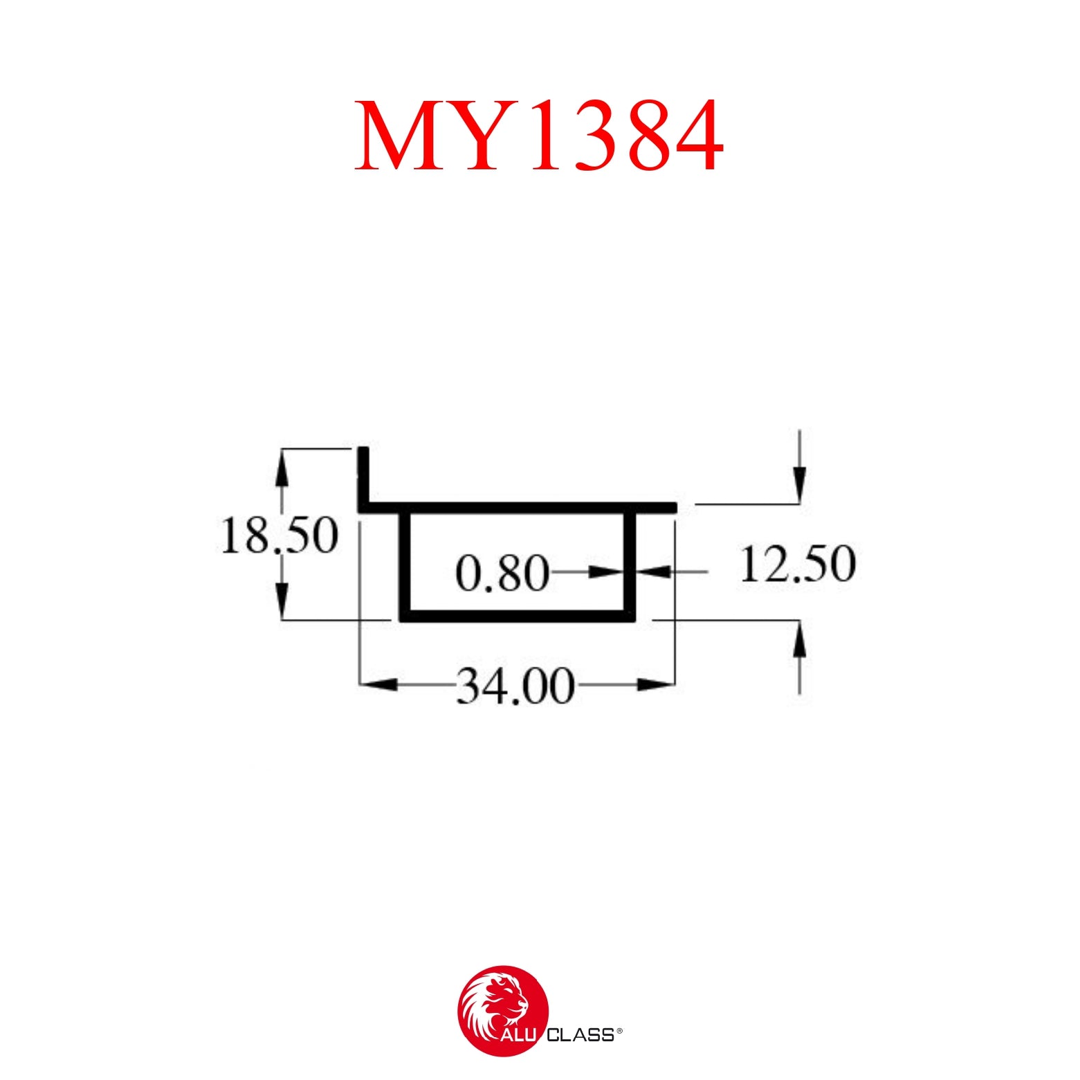 Aluminium Extrusion Sub-Frame Profile Thickness 0.80mm MY1384 ALUCLASS ...