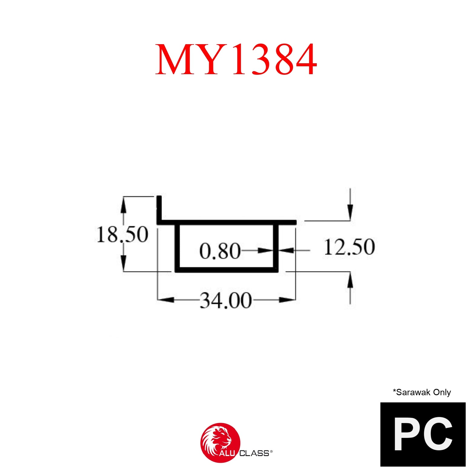 Aluminium Extrusion Sub-Frame Profile Thickness 0.80mm MY1384 ALUCLASS ...