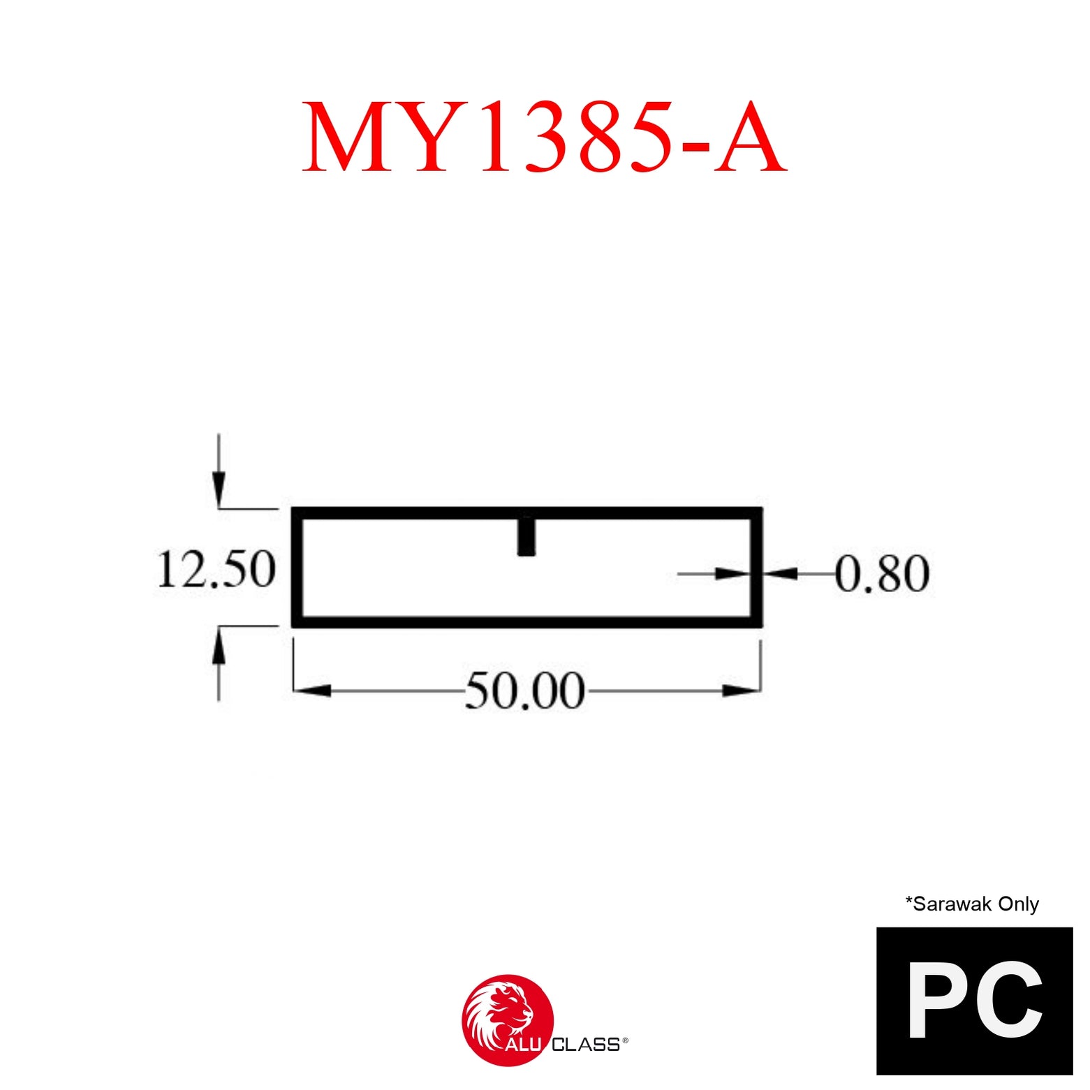 Aluminium Extrusion Sub-Frame Profile Thickness 0.80mm MY1385-A ALUCLA ...