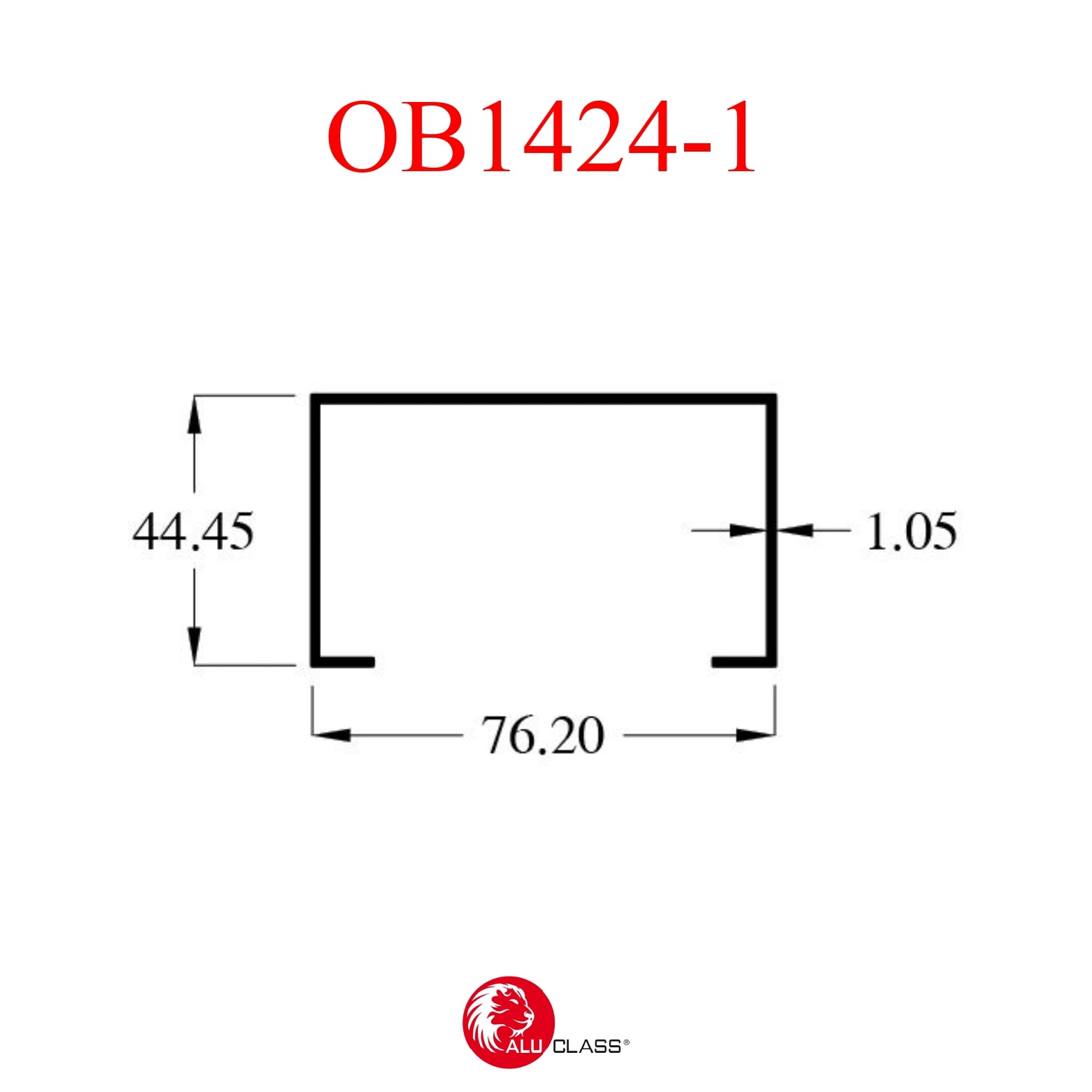 1¾" x 3" Aluminium Extrusion Open Back Frame Profile Thickness 1.05mm ...