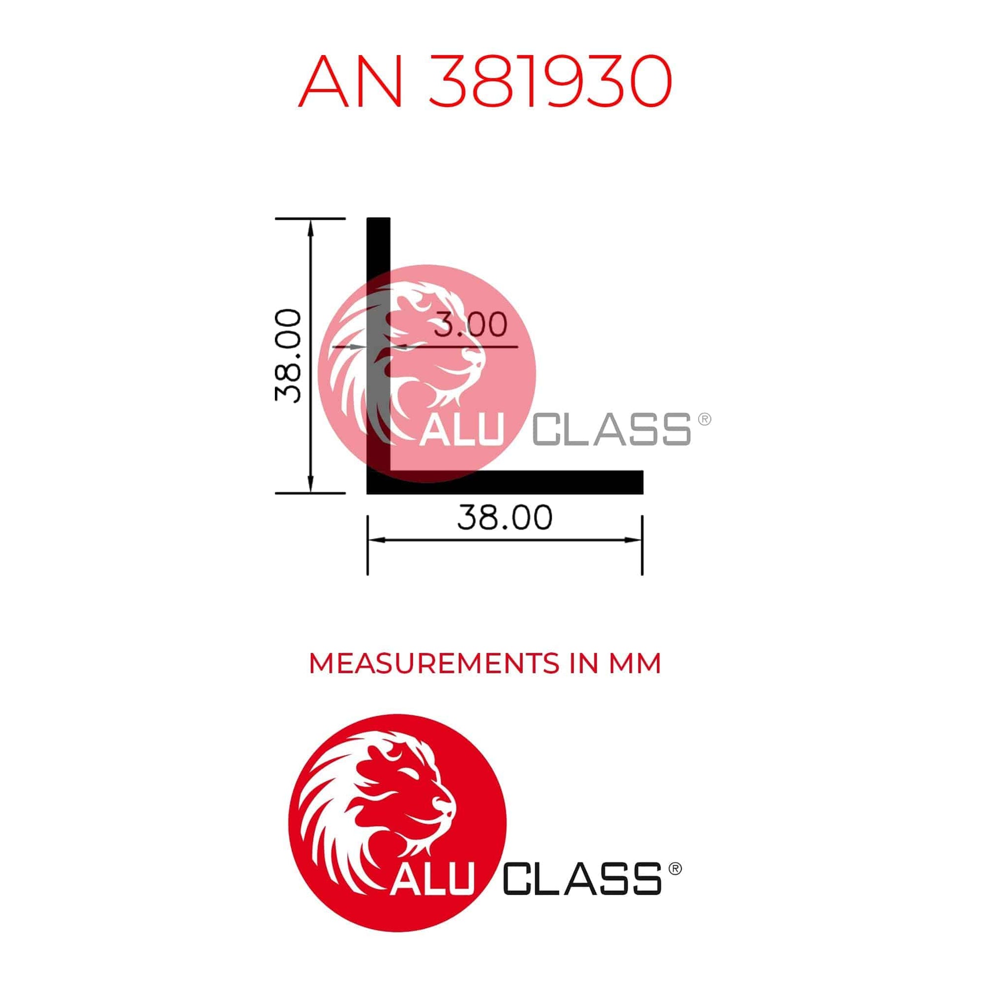 Aluminium Extrusion Equal Angle Frame Profile Thickness 3.00mm AN38193 ...