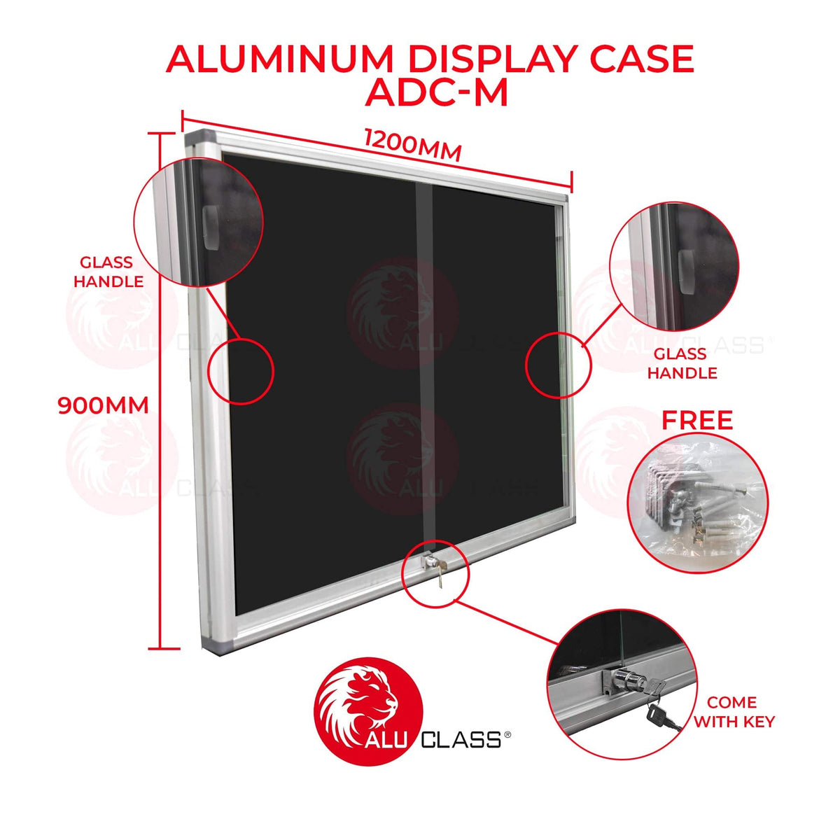 ⚡READY STOCK⚡Aluminium Display Case With Sliding Tempered Glass Door D ...
