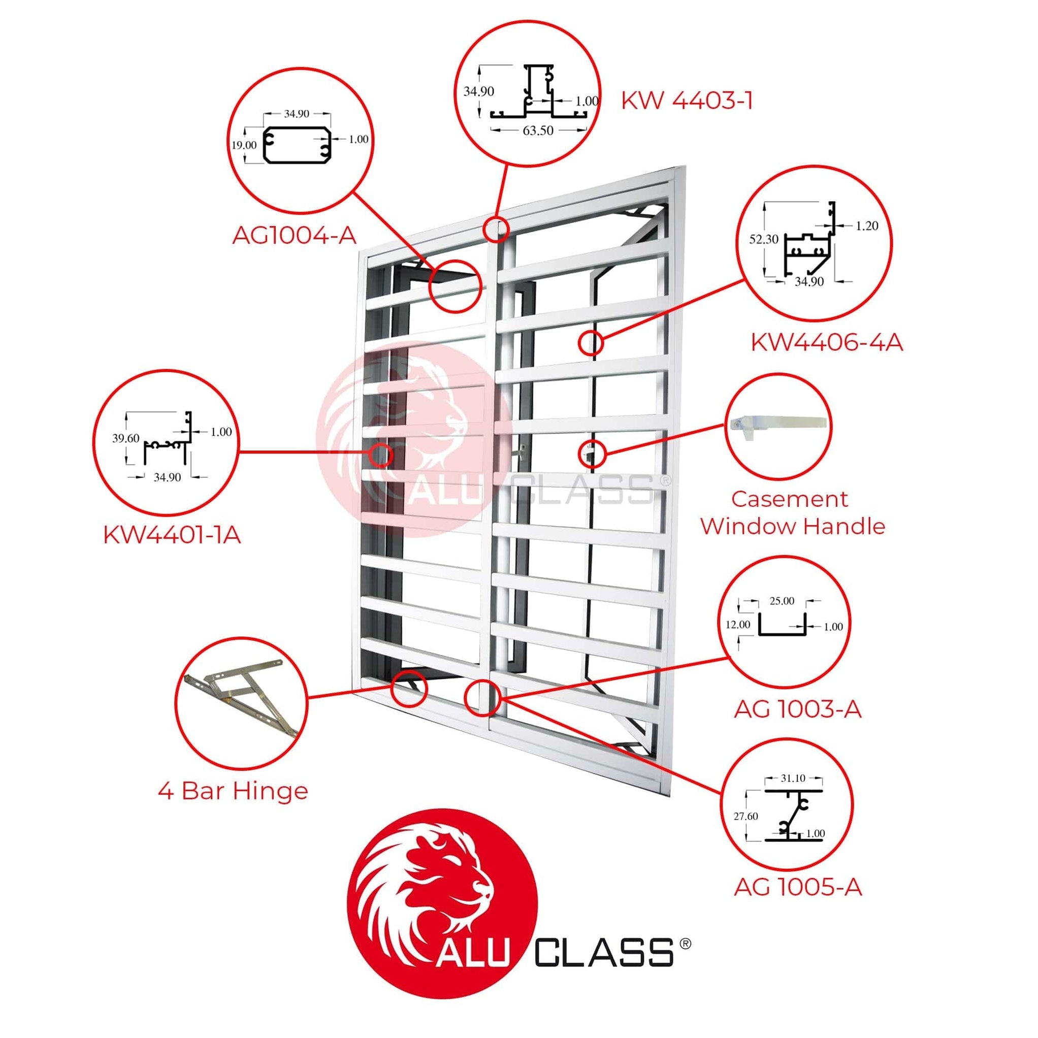 Aluminium Extrusion Outer Frame (Economy Casement Window) Profile Thic ...