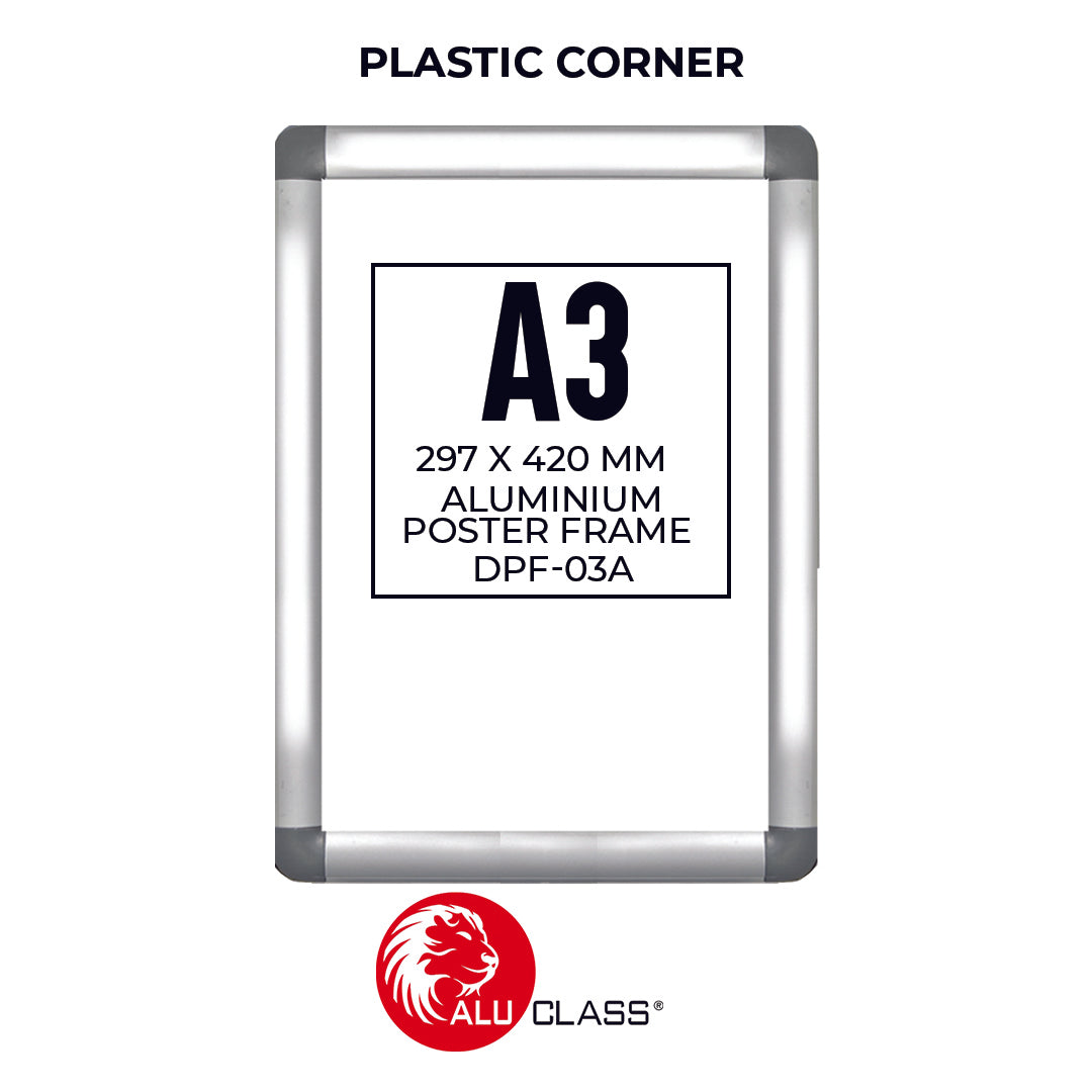 ALUMINIUM A3 PLASTIC CORNER SNAP POSTER FRAME PF-DPF-03A ALUCLASS ...